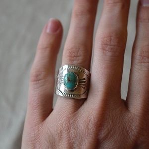 Vintage | Jewelry | Vintage Size 5 Turquoise Ring Dean Sandoval Jr Navajo Sterling Silver ...